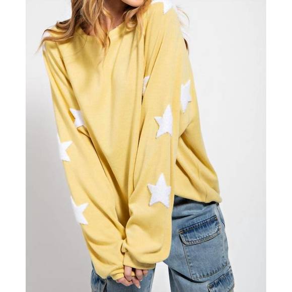 easel | Tops | New Easel Sarah Star Sweatshirt In Mustard Yellow | Poshmark
